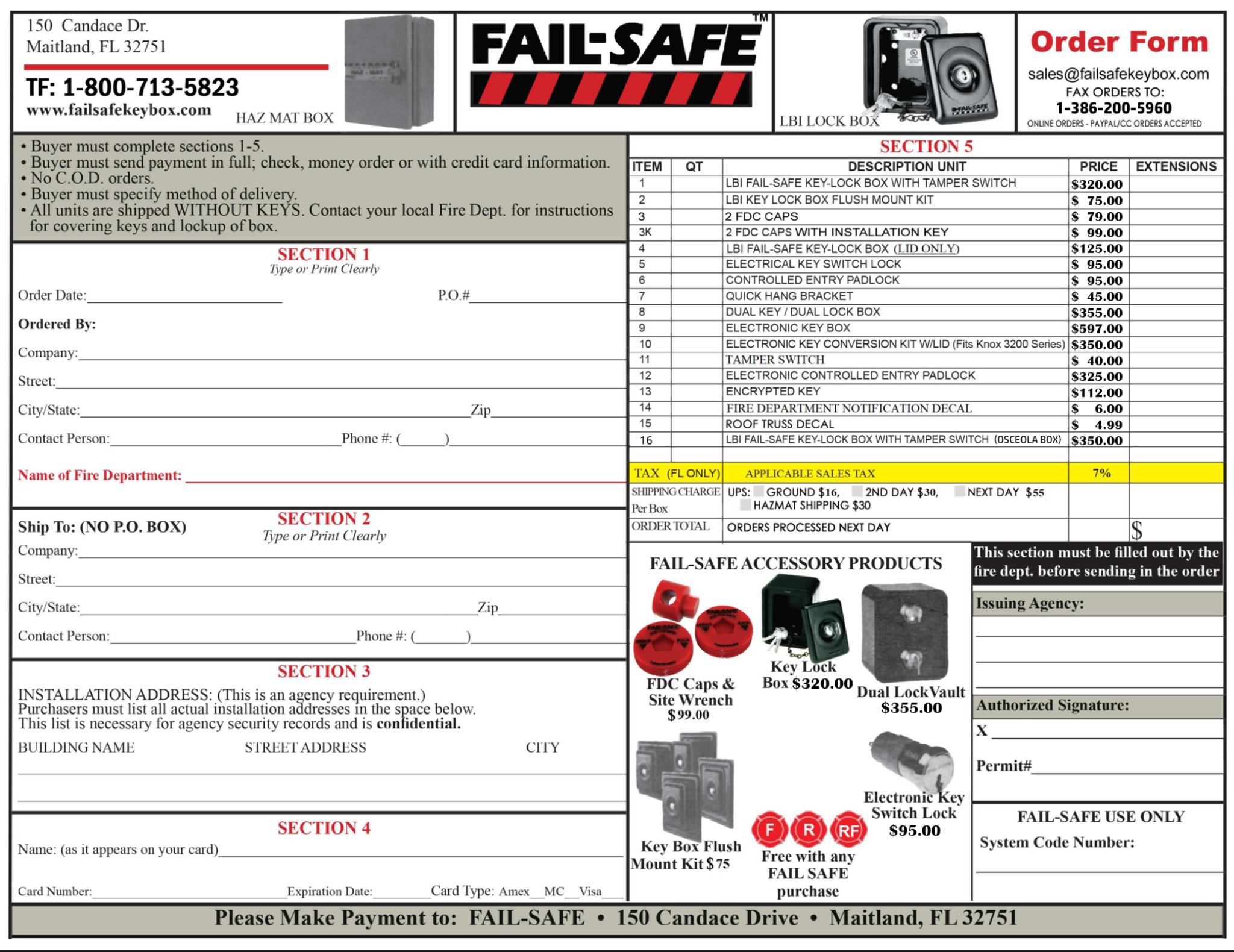 Order Form - FAIL-SAFE